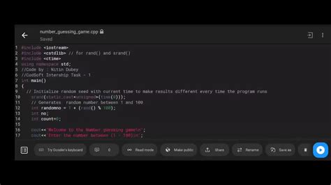 internship number guessing game with codsoft nitin dubey posted on
