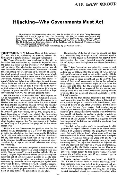 Hijacking—why Governments Must Act The Aeronautical Journal Cambridge Core