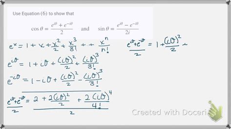 Assuming That Equation 6 Is Valid For Imaginary Numbers Show That Ei