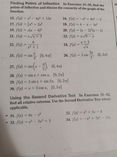 Solved Finding Points Of Inflection In Exercises Find Chegg
