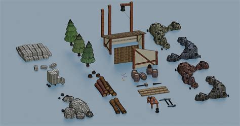 3d Stylised Mining Camp Scene And Assets Blender Model Turbosquid