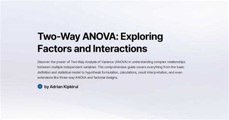 Two Way Anova Exploring Factors And Interactions