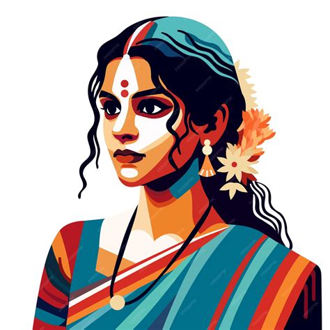 Premium Vector Indian Traditional Woman In Saree Colorful Abstract Art
