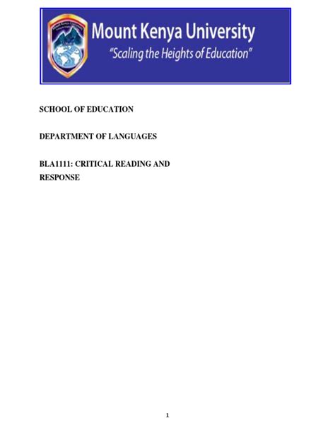 Critical Reading And Response Pdf Ellipsis Narration