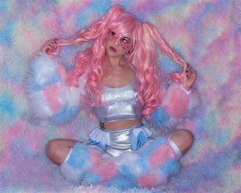 Funki B Unique Faux Fur Kawaii Style Pastel Metallic Frilly Plur Rave Festival Dreamy Club