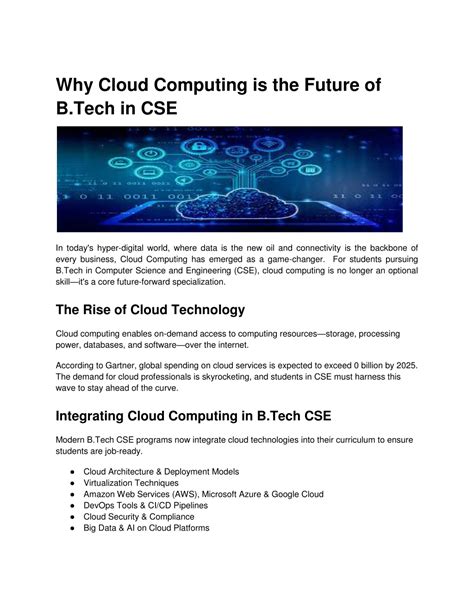 Ppt Why Cloud Computing Is The Future Of Btech In Cse Powerpoint