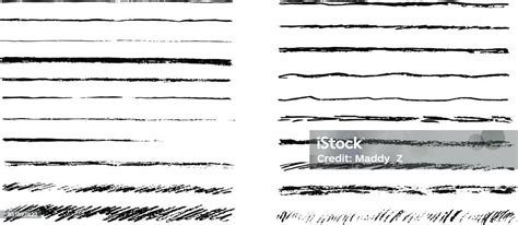 예술적 연필 브러쉬 세트 손으로 그려 그런 지 선 벡터 일러스트 레이 션 개체 그룹에 대한 스톡 벡터 아트 및 기타 이미지