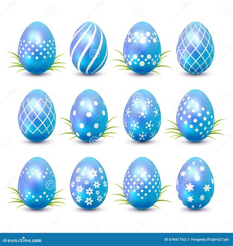 Set Of Blue Easter Eggs Stock Vector Illustration Of Colored 67667763