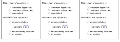 solved for each system of linear equations shown below