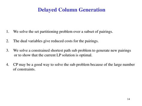 Ppt Column Generation For Solving Integer Programs With Numerous Variables Powerpoint