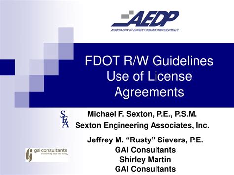 PPT FDOT R W Guidelines Use Of License Agreements PowerPoint Presentation ID