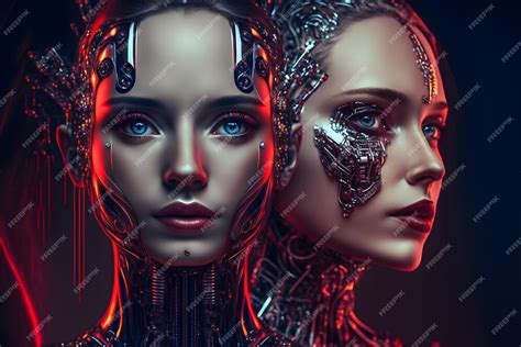 Premium Ai Image Modern Futuristic Female Humanoid Robot Portrait