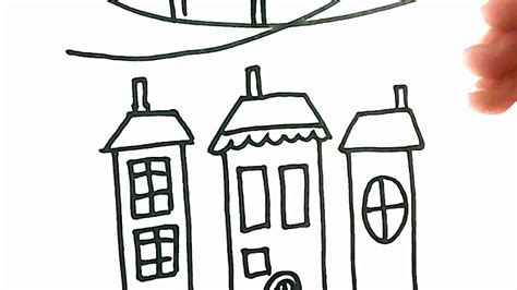 Рисуване на картинка за оцветяване🏡🏡🏡Продълговати къщи Урок по