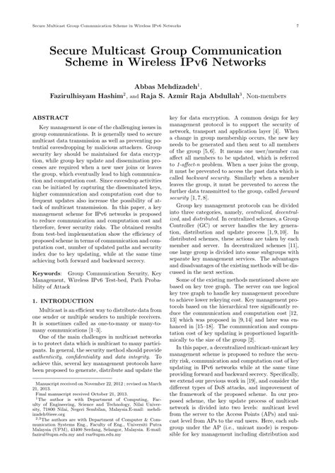 Pdf Secure Group Communication Scheme In Wireless Ipv6 Networks