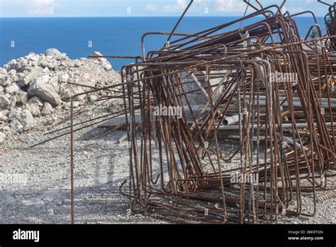 Reinforcement Frames Made Of Rusty Steel Reinforcement For The