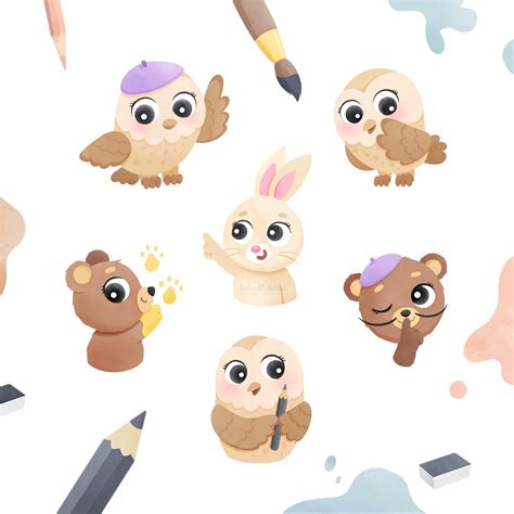 Иллюстрация Персонажи подсказки для учебника по рисованию в стиле