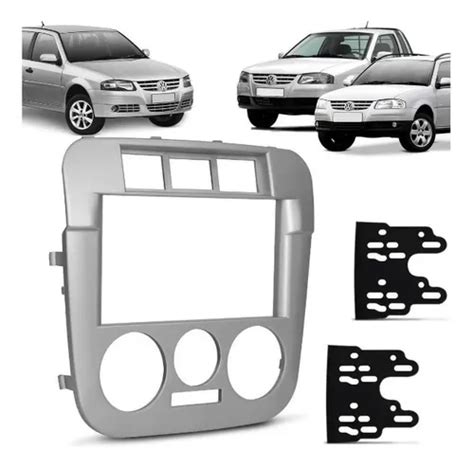 Moldura Painel Dvd 2 Din Vw Gol Parati Saveiro G4 Prata Parcelamento Sem Juros
