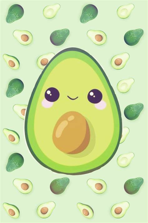 Avocado Wallpaper With Cute Cartoon Design
