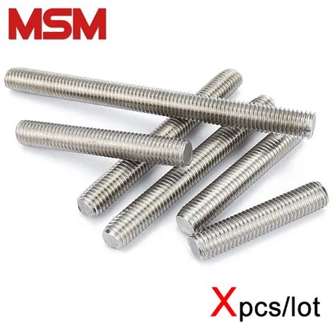 Xpcs M3 M4 M5 Full Thread Bar Headless Bolts Screw Rod 304 Stainless S Msm Store