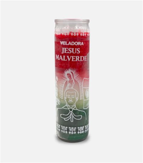 Jesus Malverde Rojo Verde Blanco Veladora De Parafina Nivel Mistico