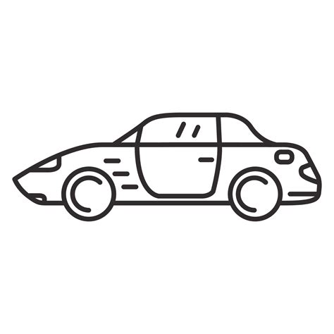 Coupe Sports Car Icon Outline Line Art Vector Vehicle Side View