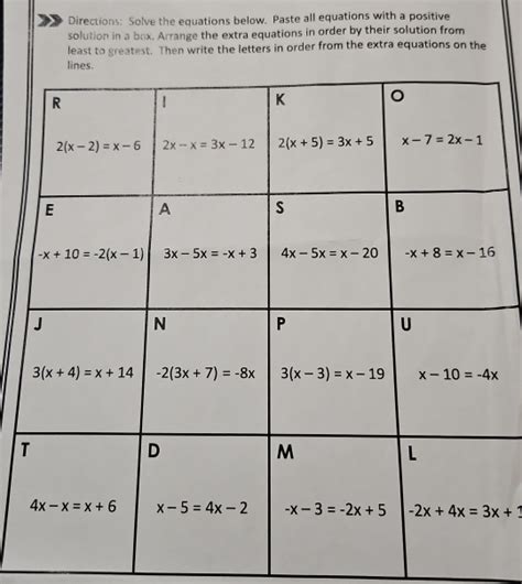 solved directions solve the equations below paste all equations with