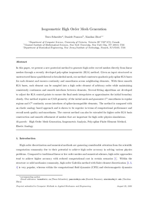 Pdf Isogeometric High Order Mesh Generation Xianlian Zhou