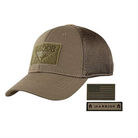 Condor Flex Mesh Cap Brown Pvc Flag And Warrior Patch Highly