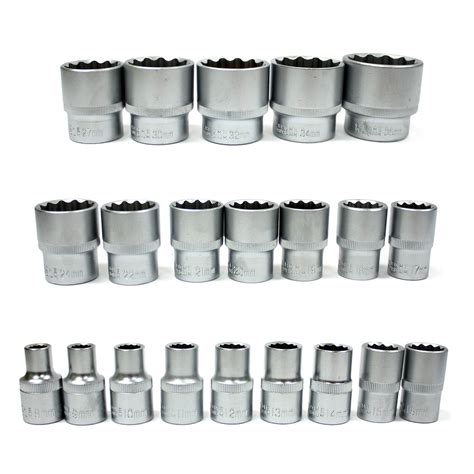 21pc 12 Pt Point 1 2 Dr Gear Wall Rounded Socket Set 8 36mm Metric Econosuperstore