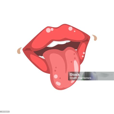 흰색 배경에 젊은 여자 벡터 일러스트 레이 션의 정서적 입술 혀를 튀어나와 입 감정에 대한 스톡 벡터 아트 및 기타 이미지