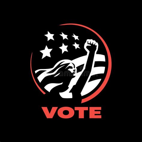 Protest Woman People Protest With A Flag And A Fist Stock Illustration