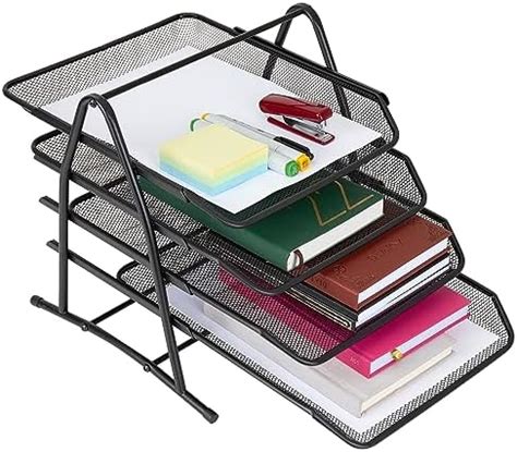 Bannette De Rangement Bureau En Metal Noir Organiseur Trieur Range