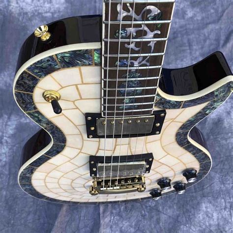 Abalone Veneer Top Electric Guitar Flower Inlays Gold Hardware