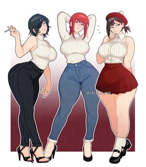 makima, higashiyama kobeni, and himeno (chainsaw man) drawn by ...