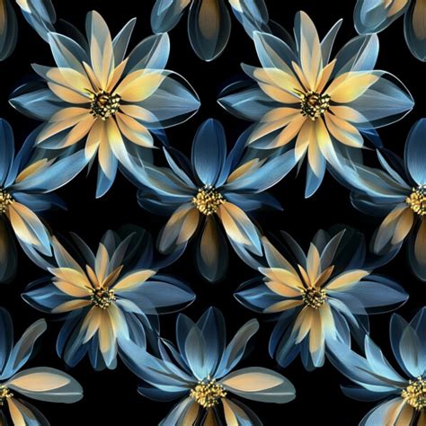 Download Stylized Floral Pattern In Blue And Yellow Patterns Online