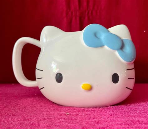 Sanrio Hello Kitty Blue Bow Ceramic 3d Sculpted Mug On Carousell