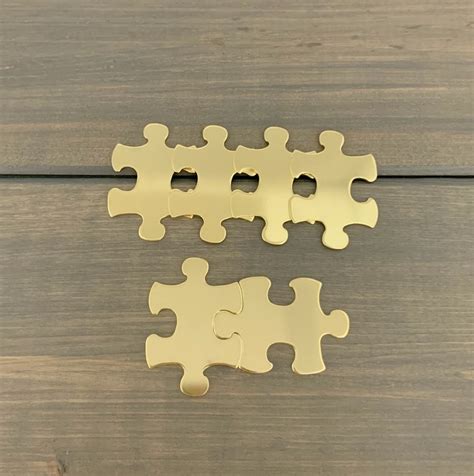 Five Puzzle Piece Stamping Blanks 20 Gauge Brass Puzzle Etsy