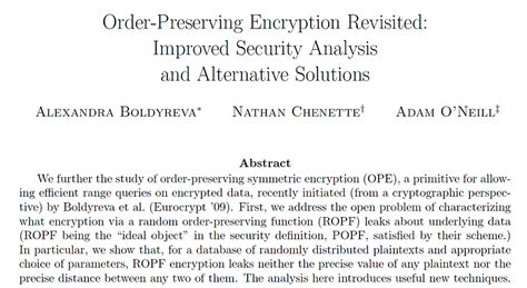 Privacy Preserving Sql Queries Using Order Preserving Encryption