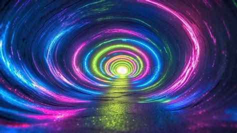 Glowing Neon Tunnel Creating Colorful Vortex Of Light Stock Illustration Illustration Of
