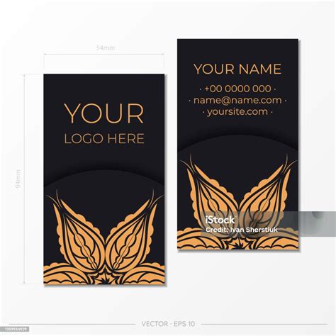 Template Kartu Kunjungan Vektor Dengan Bingkai Bulat Emas Dan Ornamen
