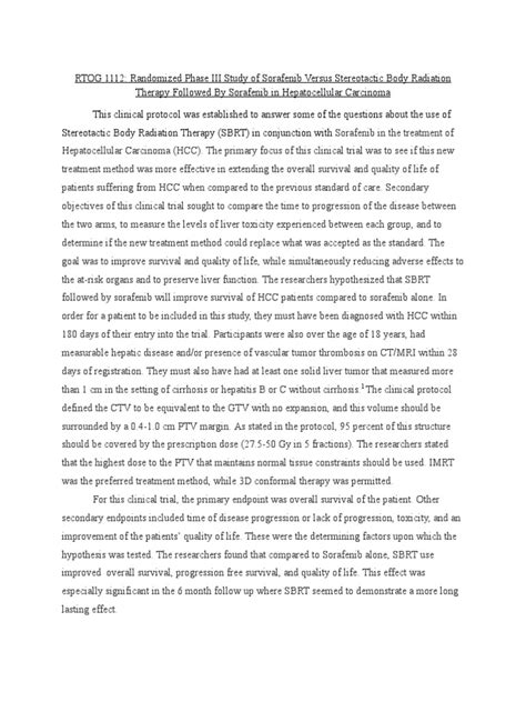 Rtog 1112 Protocol Summary Pdf Radiation Therapy Health Care