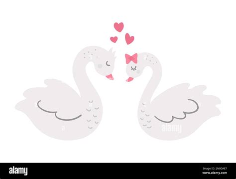 Vector Cute Swans Pair Loving Couple Illustration Love Relationship
