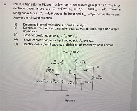 Solved The BJT Transistor In Figure 1 Below Has A Low Chegg
