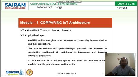 lecture video 1 17cs81 module1 comparing iot architecture hare ram