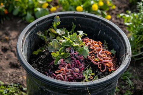 Composting With Earthworms In Garden Setting Premium Ai Generated Image