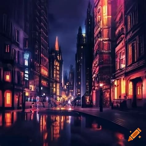 Night Cityscape Of A Town On Craiyon