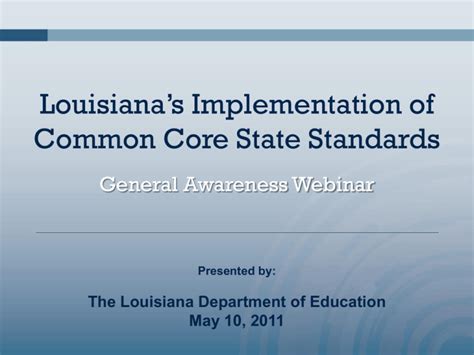 Presented Louisiana Department Of Education