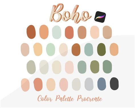 Boho Procreate Color Palette Instant Download Procreate Etsy Colorful Boho Color Palette