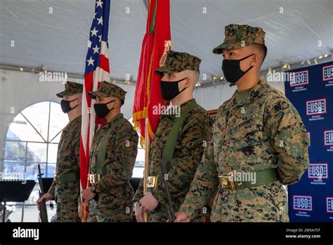 Us Marines With The Color Guard From Marine Corps Base Quantico Stand