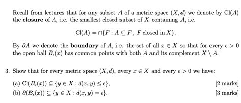 Solved Recall From Lectures That For Any Subset A Of A